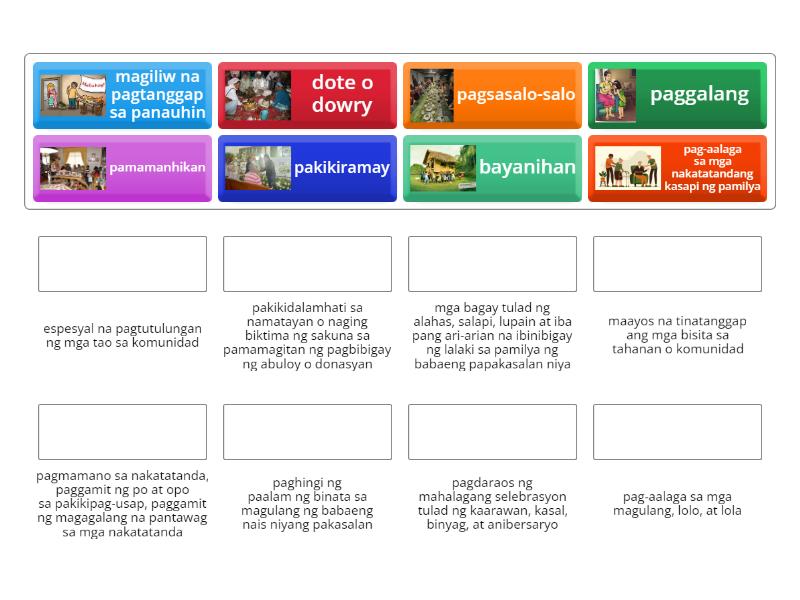 K12 Araling Panlipunan - Grade 2 Q2 Mga Tradisyon sa Komunidad - Match up