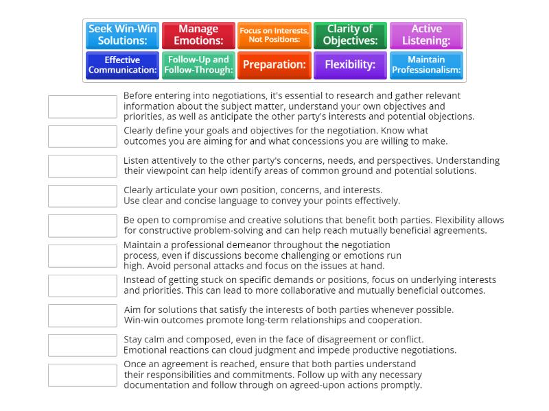 Negotiating tips - Match up