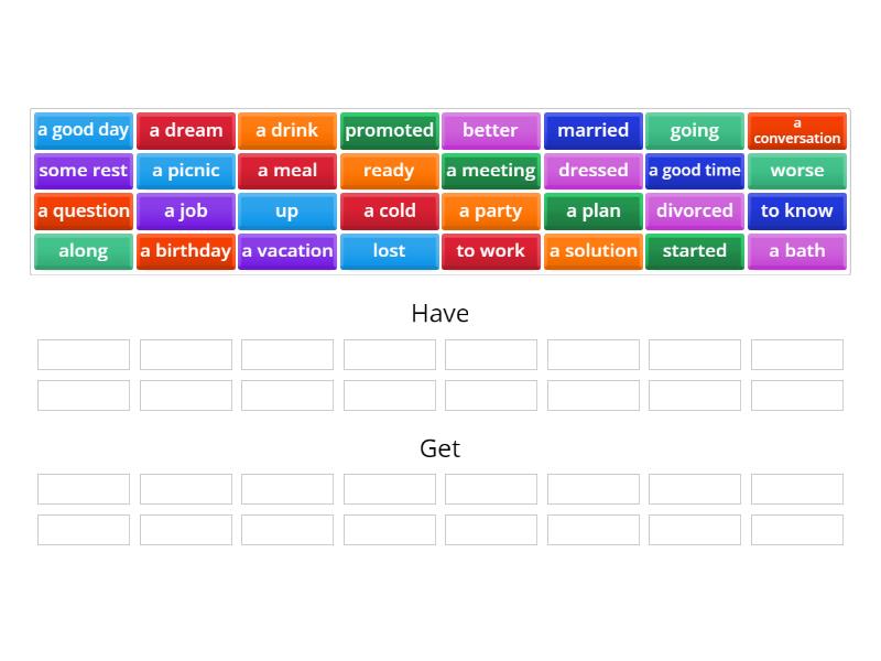 Collocations - Group sort
