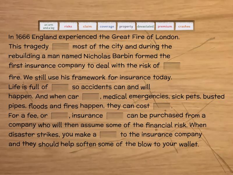 Insurance basics - Complete the sentence
