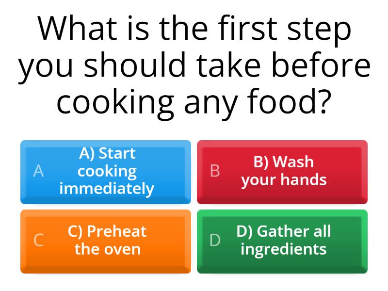 Multiple-choice about cooking procedures for a Grade 8 class - Quiz