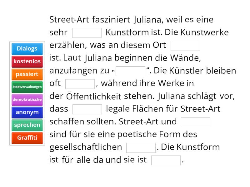 Street-Art Text I - Complete the sentence