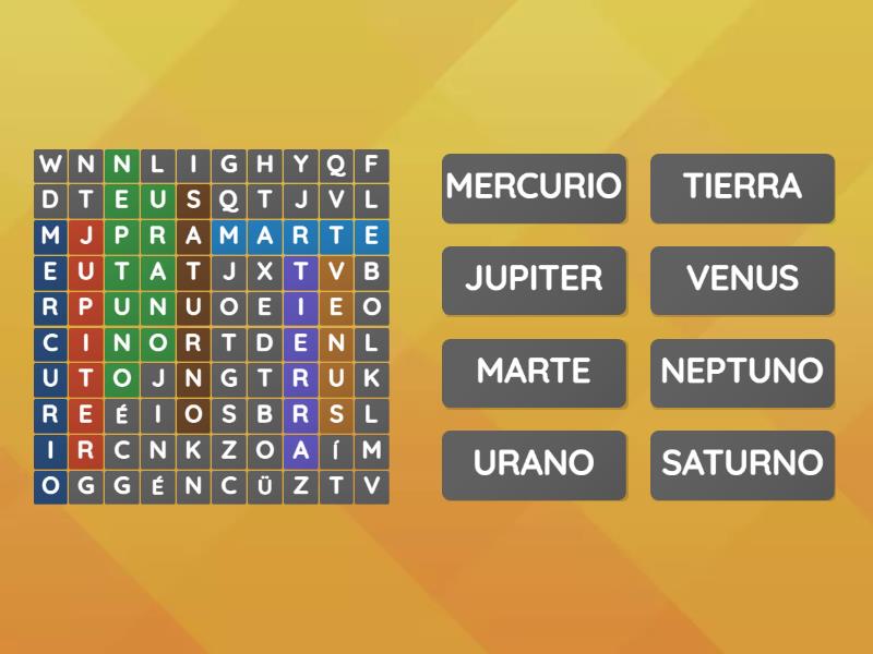 SOPA DE LETRAS Planetas - Wordsearch
