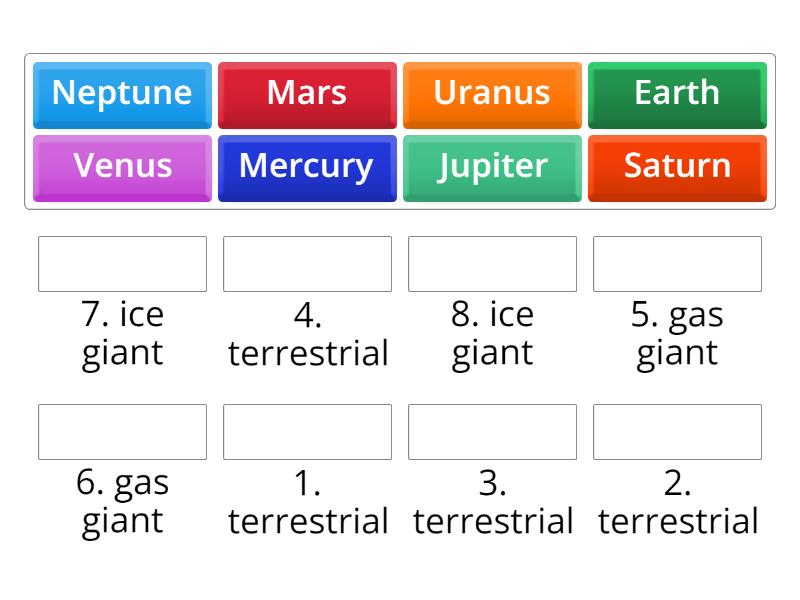 Solar System Planets characteristics - Une las parejas