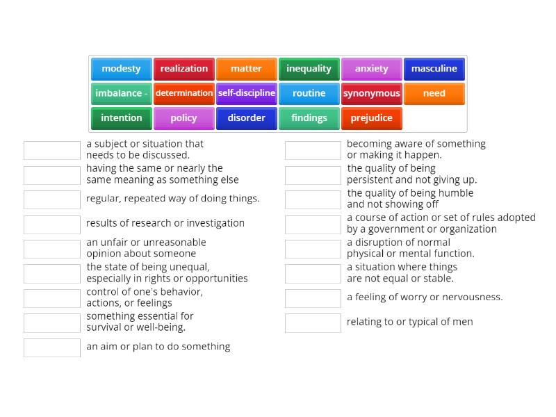 UNIT 3 VOCABULARY(nouns) - Match up