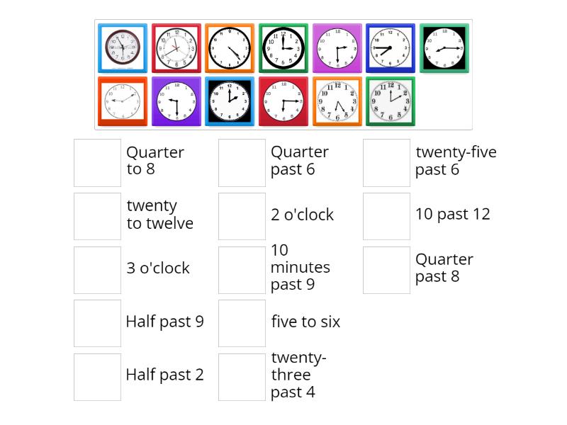 Telling the time E2 - Match up