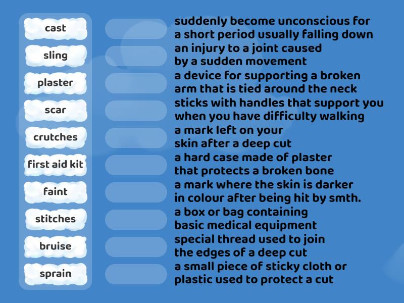 Emergency vocabulary - Match up
