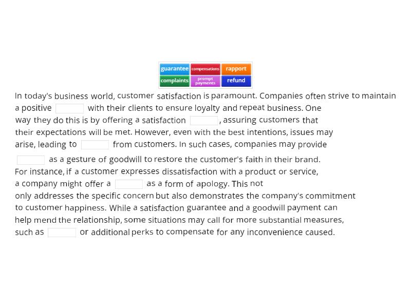 Customer service - Complete the sentence