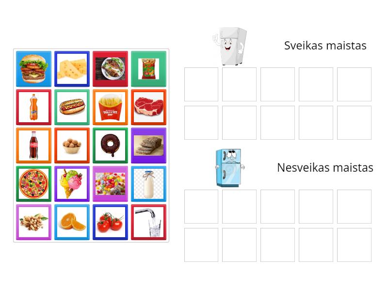 Sveikas - nesveikas maistas - Group sort