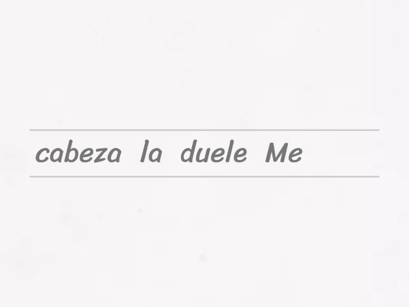 El verbo doler con los partes del cuerpo - Desembaralhe