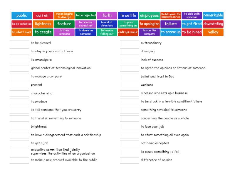 Vocabulary - Steve Job's speech part 2 - Match up