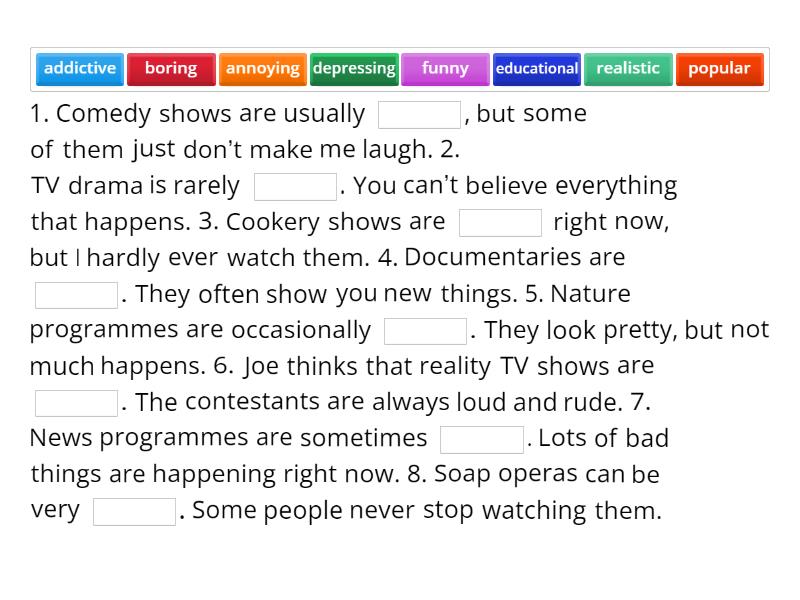 TV shows vocab - Complete the sentence