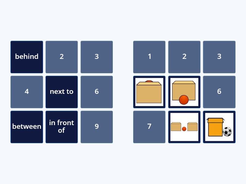Prepositions of place - Memory game - Matching pairs