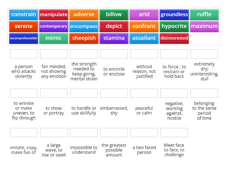 Sadlier A Unit 2 Vocabulary - Match up