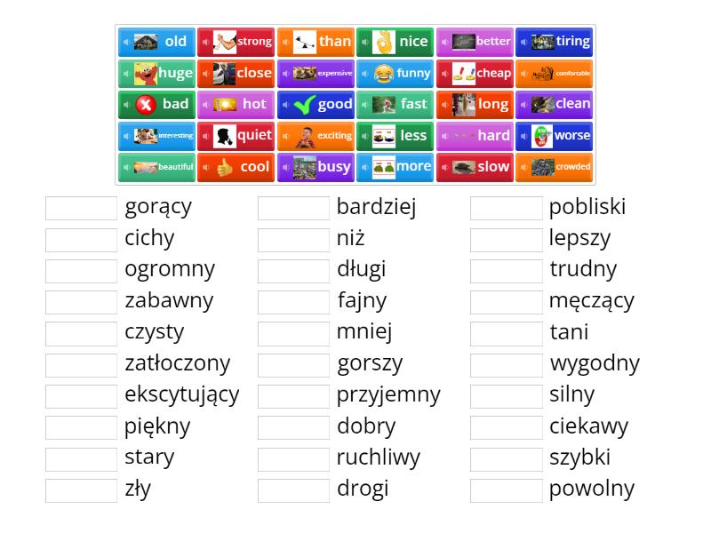 Comparing Vacations | Adjectives Vocabulary - Match up