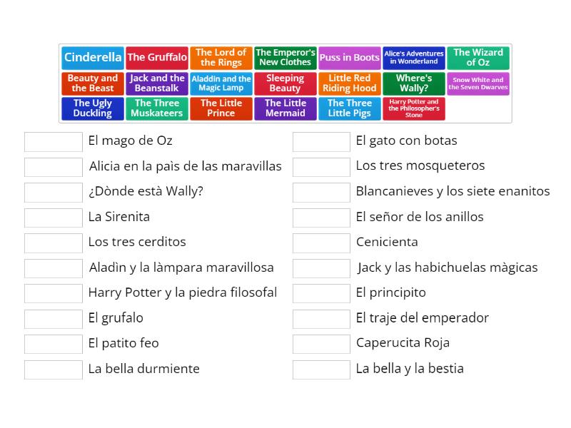 Spanish World Book Day - Match up