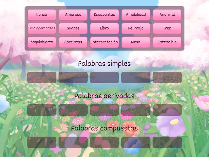 Palabras simples, derivadas o compuestas - Group sort