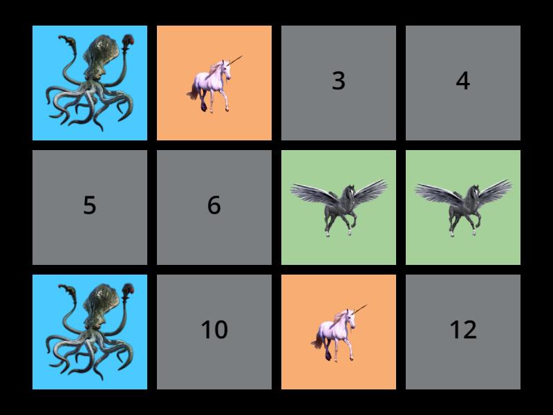 Mythical Creatures Memory - Matching pairs