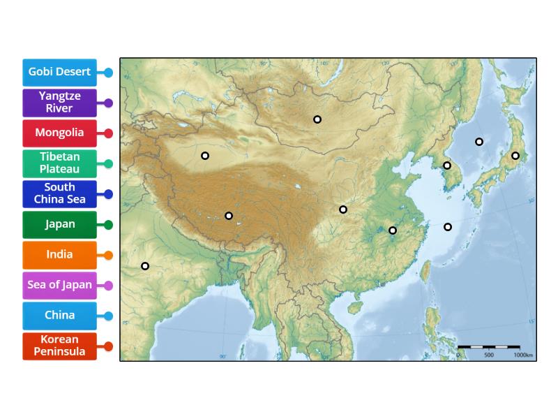 East Asia Map - Labelled diagram