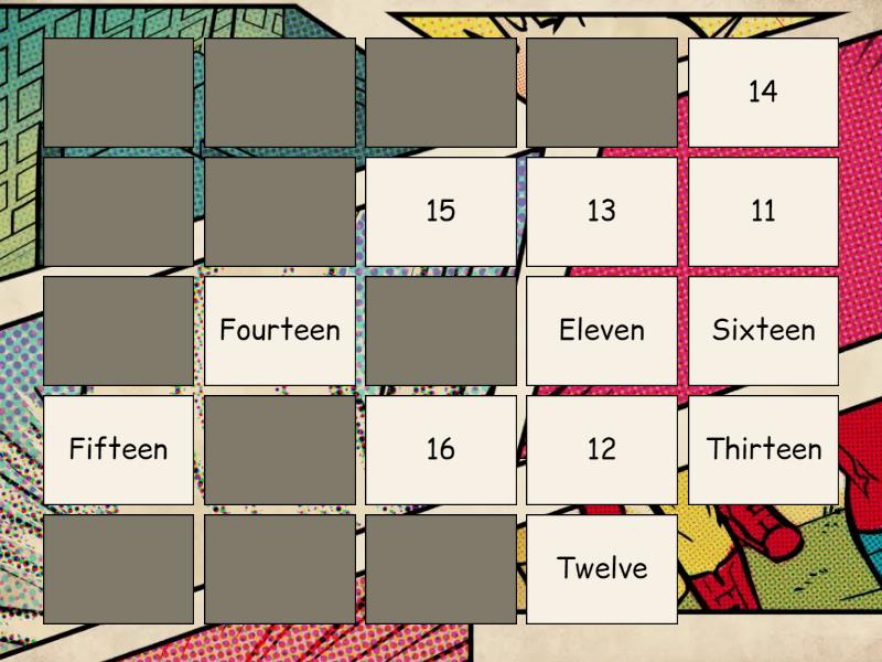 Memory game with numbers 1-20 - Matching pairs