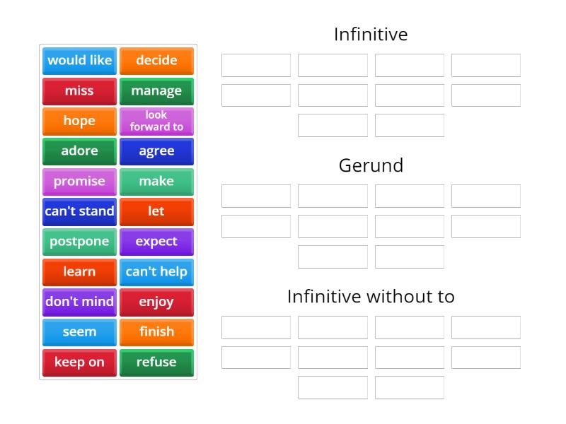 B1.2 L2 Categorize the verbs - Group sort