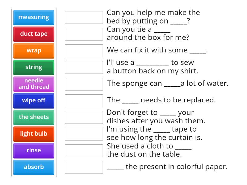 DIY sentences - Match up