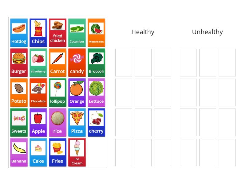 Healthy Vs Unhealthy Food Sort - Ordenar por grupo