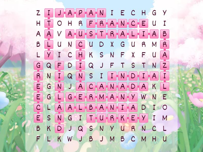 countries of the world - Wordsearch