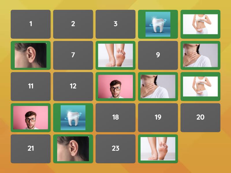 Body parts memory game - Matching pairs