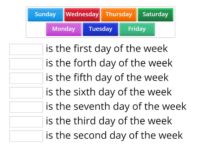 Days of the week - Match up