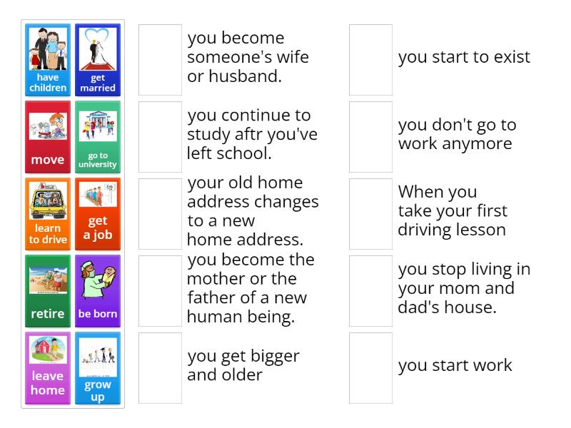Life events vocabulary - Match up