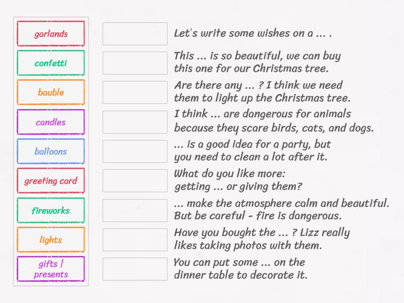 All about holidays - Match up