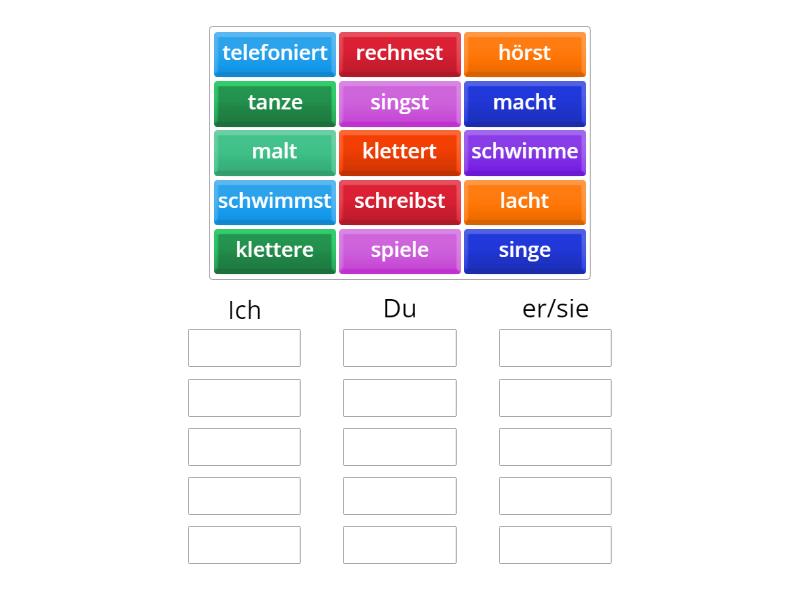 Ich Du Er/Sie Verben - Group sort