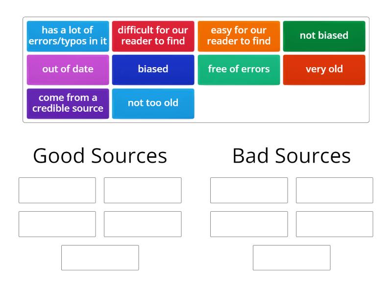 Good Sources vs. Bad Sources - Group sort