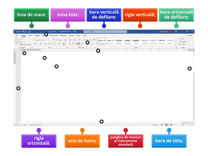 Elementele unei ferestre MS Word - Labelled diagram
