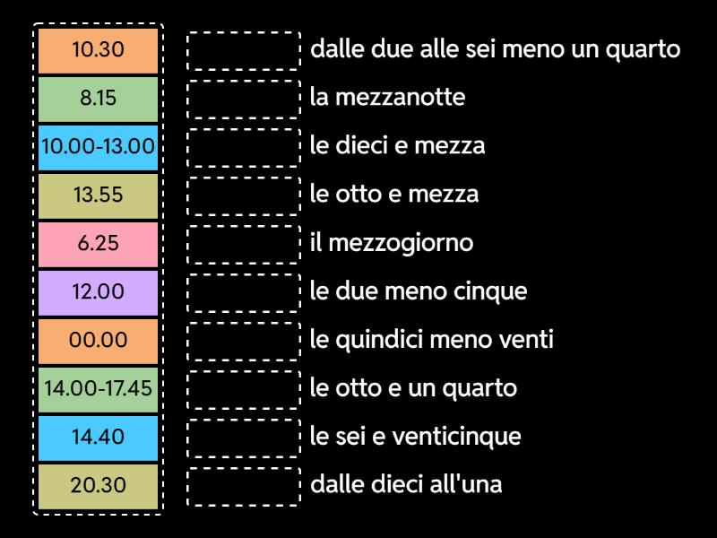 le ore (italiano) - Match up