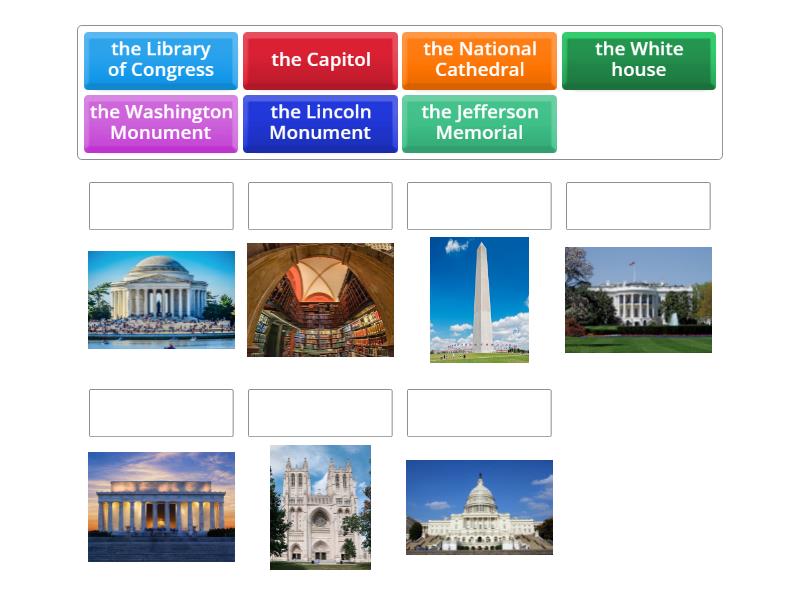Washington's most famous monuments - Match up
