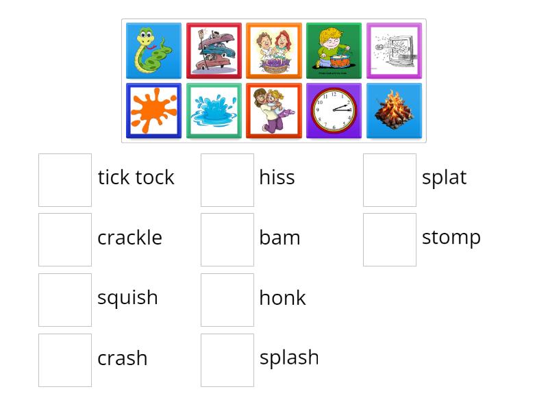 Direction: Match the picture with the onomatopoeia. - Match up