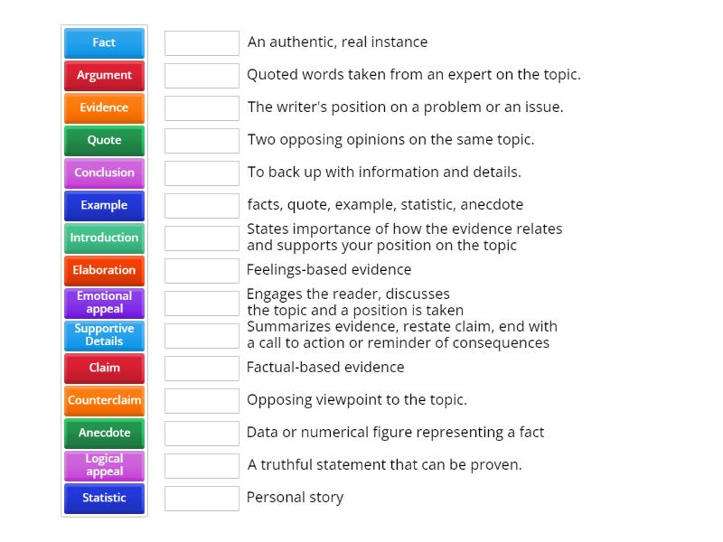 Elements of an Argument - Match up