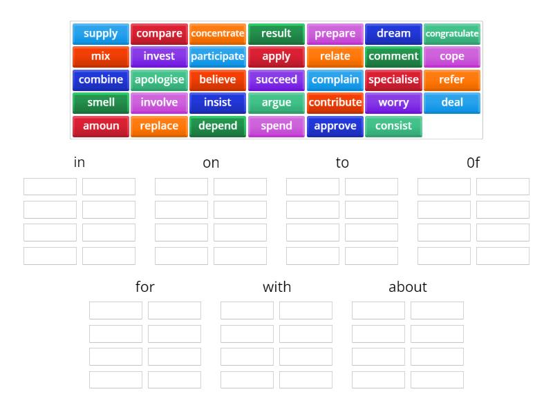 Verbs with preposition (sorting) - Group sort