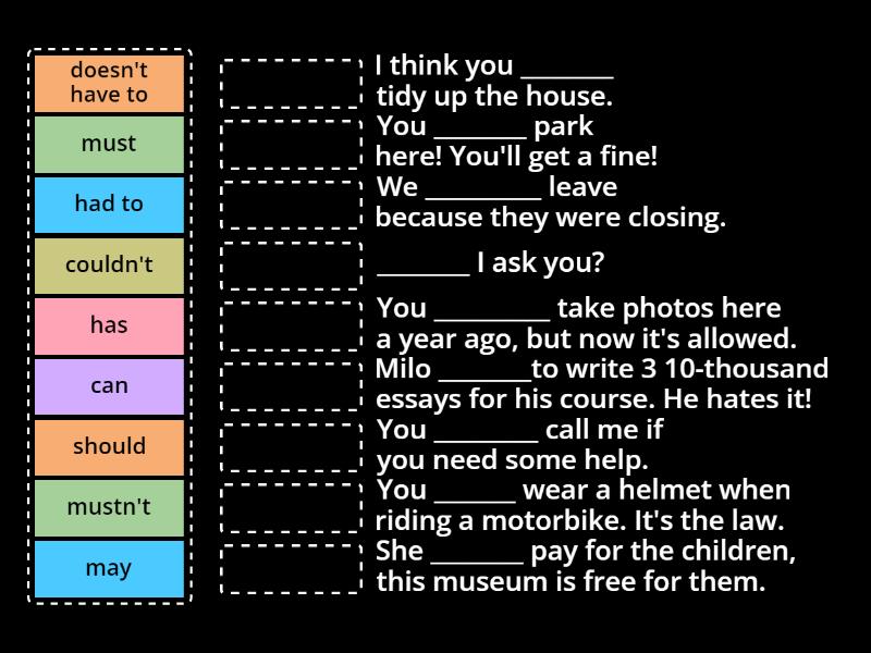 Modal Verbs - Match up
