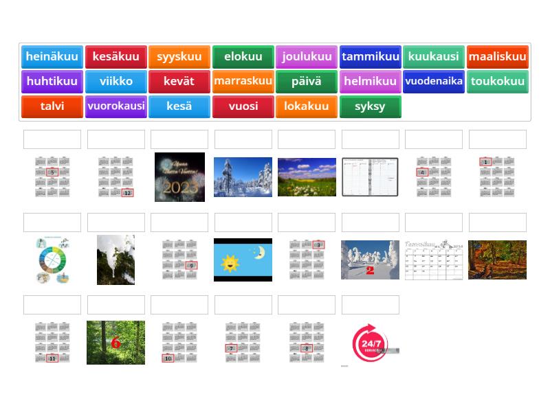 Vuodenajat ja kuukaudet - Match up