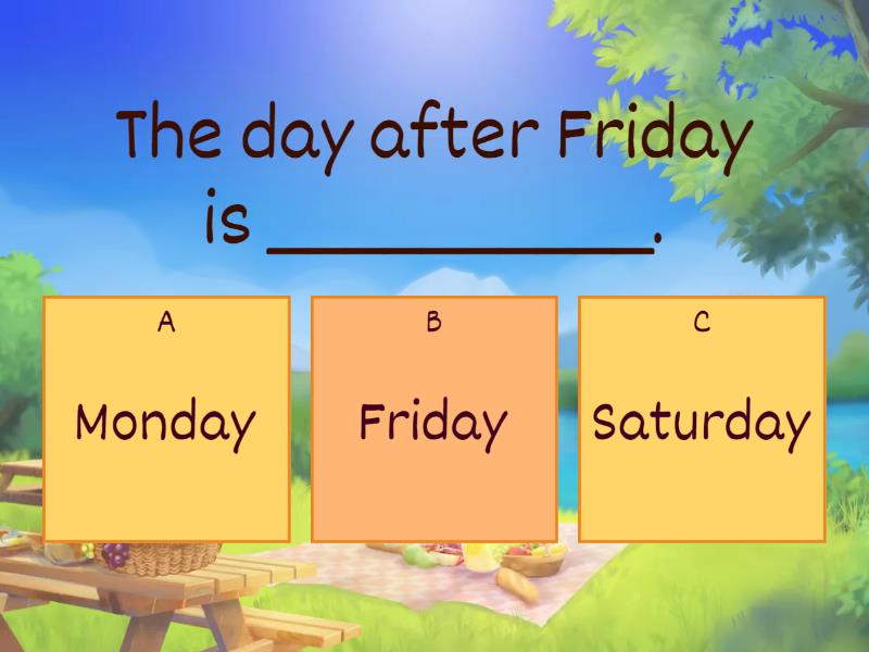 Days of the week. - Quiz