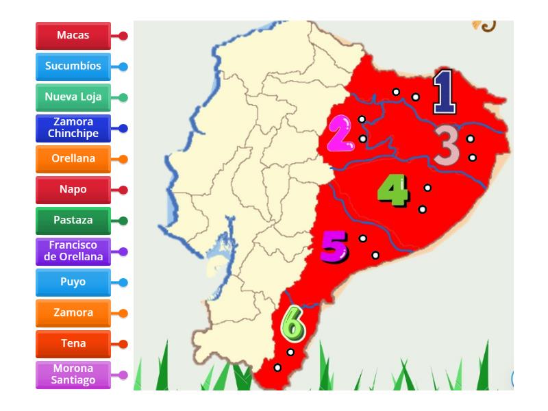 Provincias y capitales de la región oriente - Labelled diagram