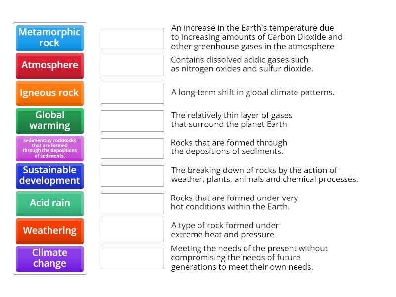 Homework 3 C6 Climate and Earths Resources key words - Match up