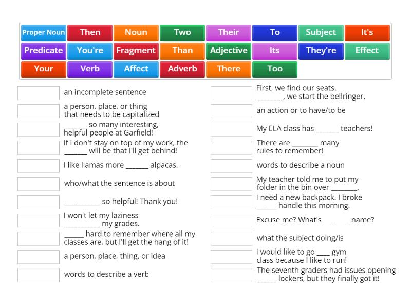 Grammar Matching - Match up
