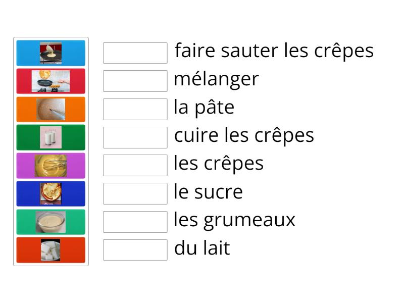 préparer les crêpes - Match up