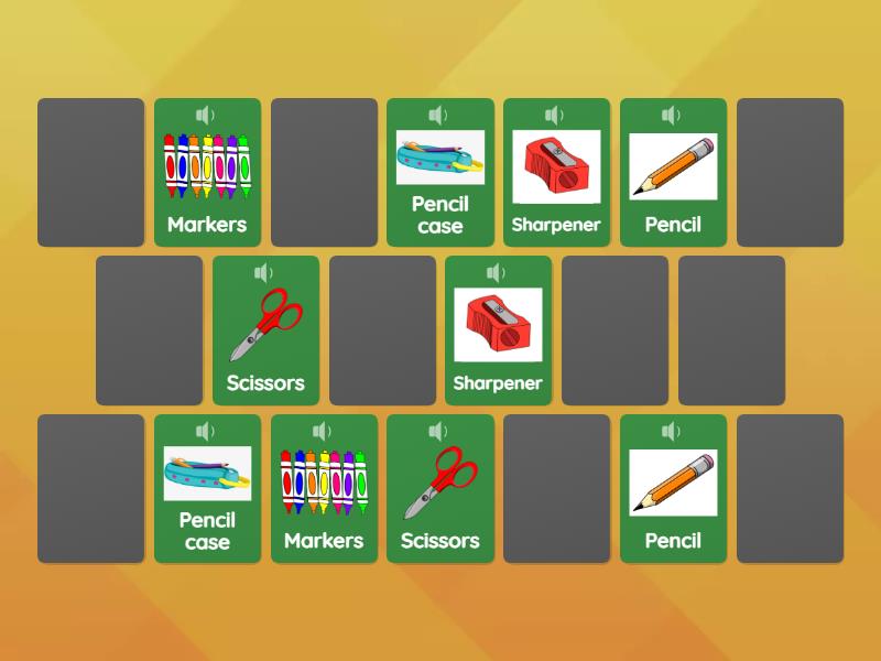 School supplies - Matching pairs