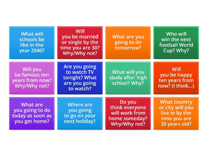 Will / Going to questions - Fichas giratorias