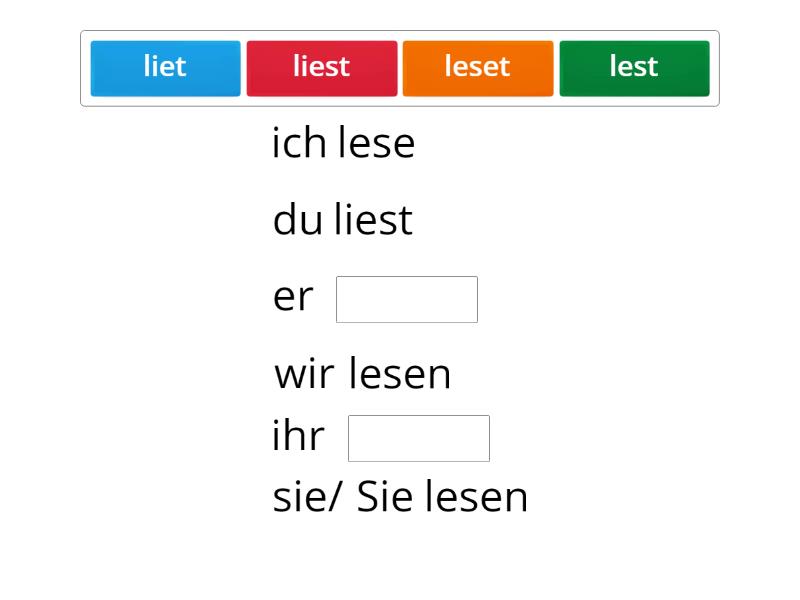 Starke verben Momente A1.1 - Missing word